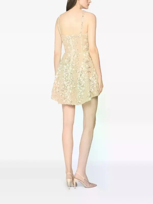 GENNY Sequin-embellished Cross-halter Mini Dress