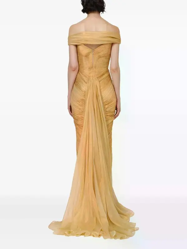 IRIS SERBAN Off-shoulder Pleated Gown