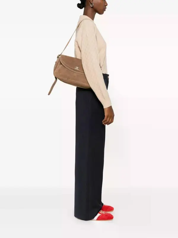 Sandro Le Mambo Suede Shoulder Bag - Neutrals