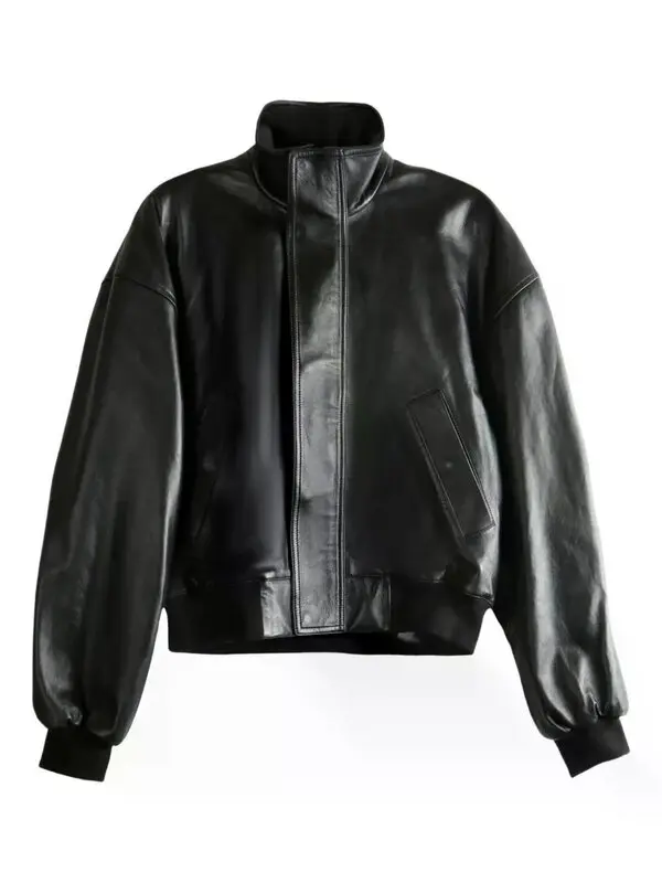 Balenciaga High-neck Leather Bomber Jacket