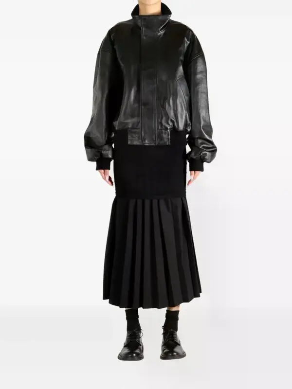 Balenciaga High-neck Leather Bomber Jacket