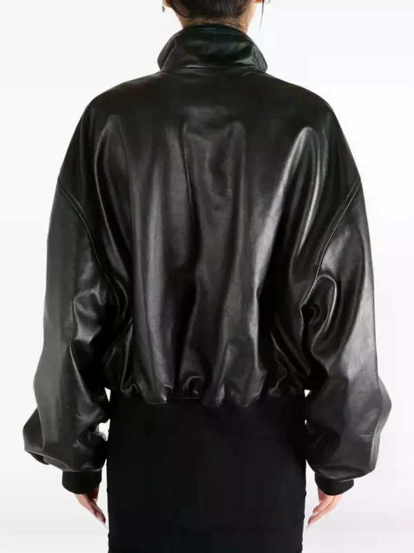 Balenciaga High-neck Leather Bomber Jacket