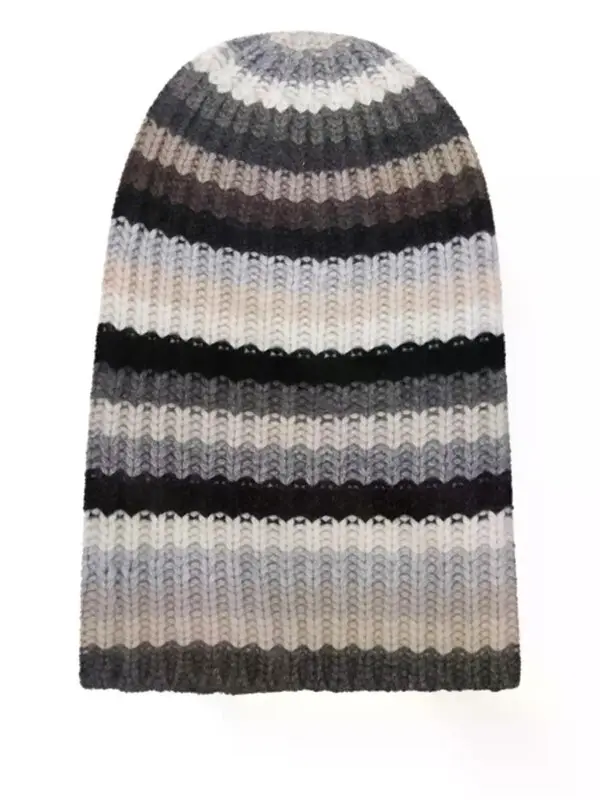HURRAY Striped Ribbed Beanie - Black