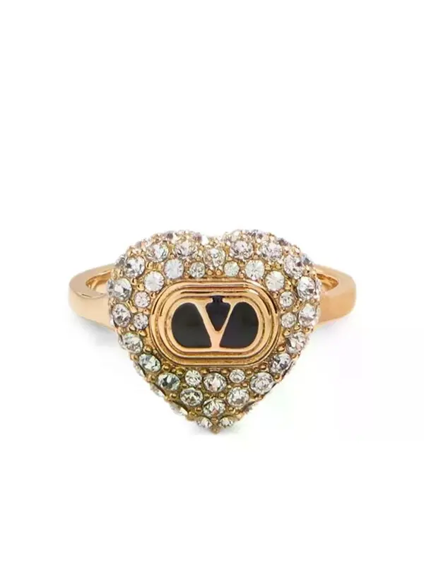 Valentino Garavani Coeur Royal Crystal-embellished Heart Ring - Gold