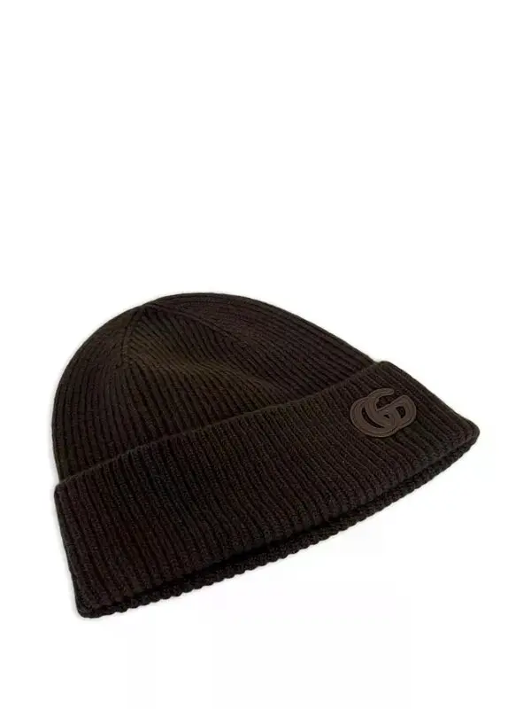 Gucci Logo-plaque Ribbed Beanie - Brown