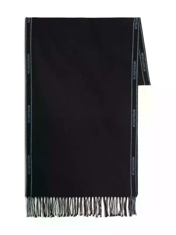 Woolrich Logo-detail Fringed Scarf - Black
