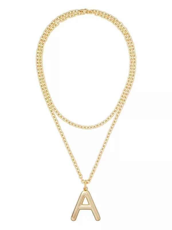 ROXANNE ASSOULIN Puffy Initial Pendant Necklace - Gold