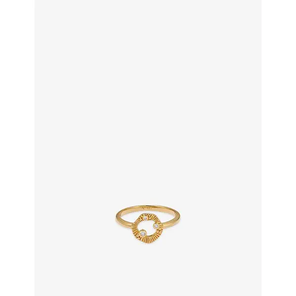Astley Clarke Raye Cut-out Lab-grown White Sapphire Ring - Yellow Gold Vermeil