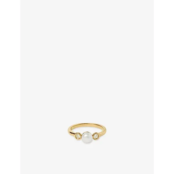 Astley Clarke Pearls Freshwater Pearl And White Sapphire Ring - Yellow Gold Vermeil