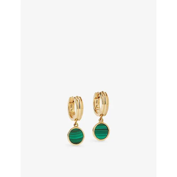 Astley Clarke Stilla Malachite Drop Huggie Earrings - Yellow Gold Vermeil