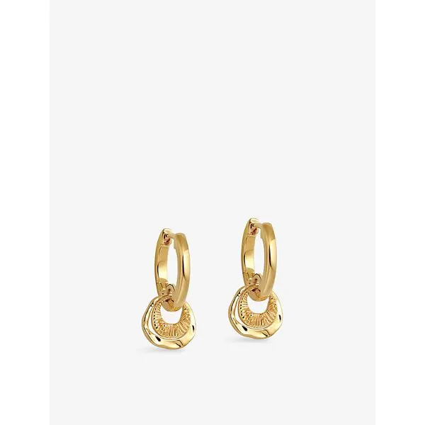Astley Clarke Raye Charm 18ct Drop Huggie Earrings - Yellow Gold Vermeil