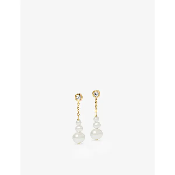 Astley Clarke Pearls 18ct Freshwater Pearl And White Sapphire Drop Earrings - Yellow Gold Vermeil