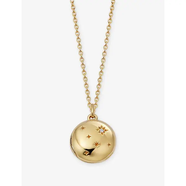 Astley Clarke Tiny Star Mini Biography Locket Necklace - Yellow Gold Vermeil