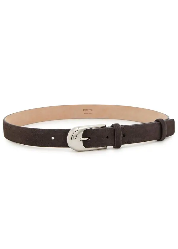 Khaite Dome Suede Belt - Dark Brown