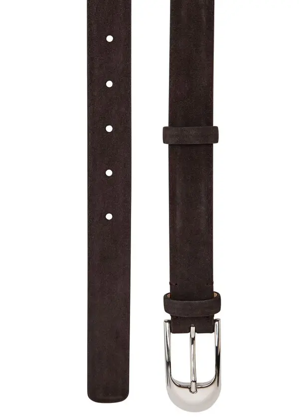 Khaite Dome Suede Belt - Dark Brown
