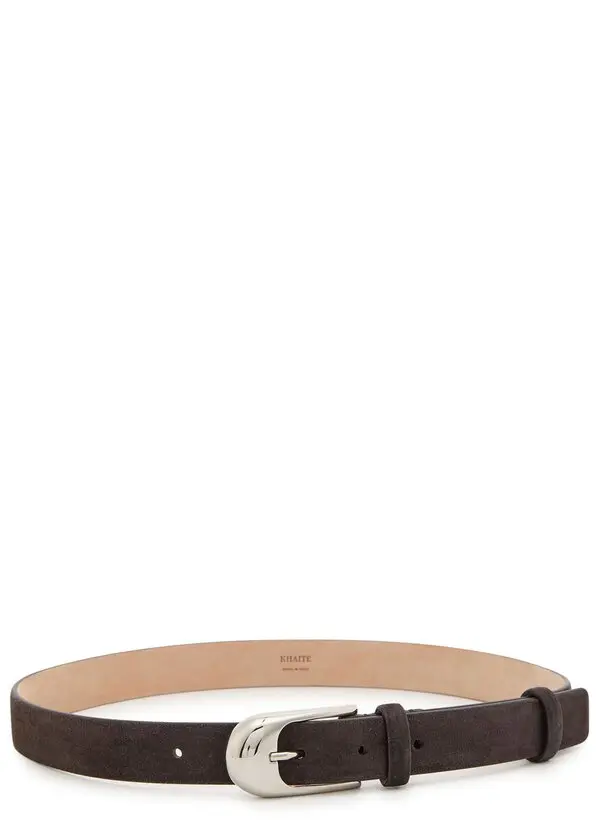 Khaite Dome Suede Belt - Dark Brown