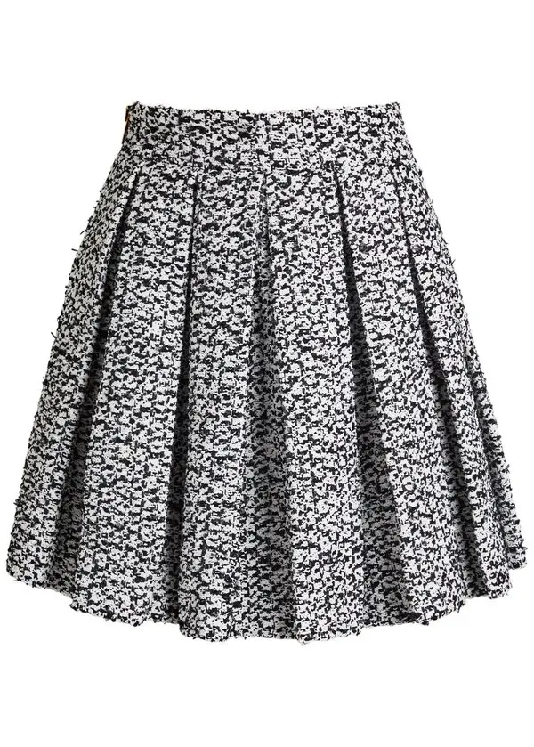 Balmain Pleated Tweed Mini Skirt