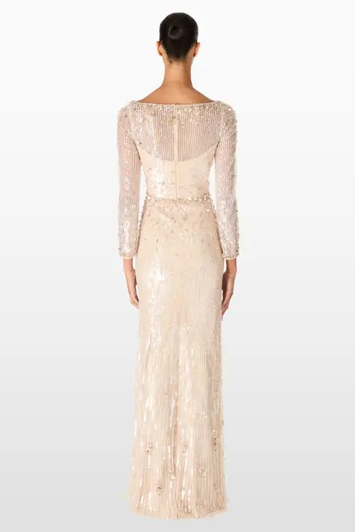 Jenny Packham Kestra Sequin-embellished Maxi Gown - Almond