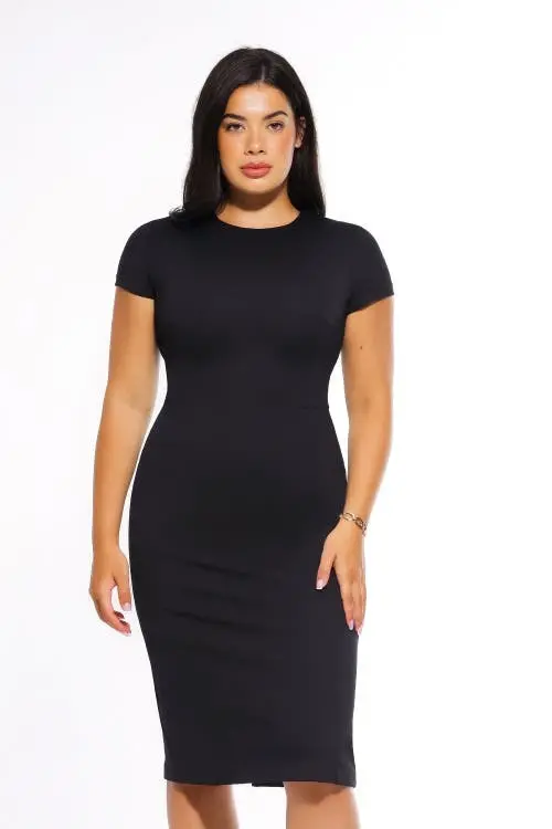 POPILUSH Sculptwear Fitted Dress - Midnight Black