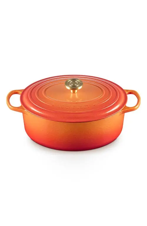 LE CREUSET Signature 6.75-quart Oval Enamel Cast Iron Dutch Oven With Lid - Flamme Doree