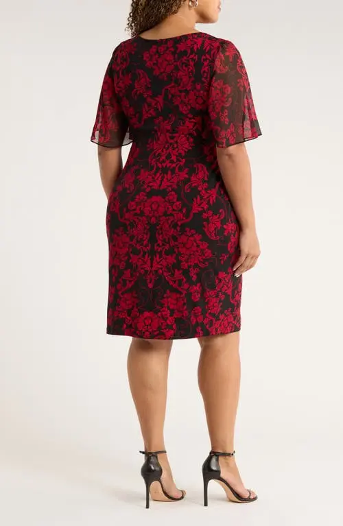 CONNECTED APPAREL Flutter Sleeve Cocktail Dress