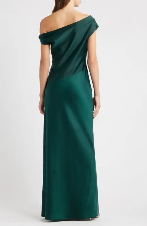 WAYF Colleen One-shoulder Draped Satin Gown