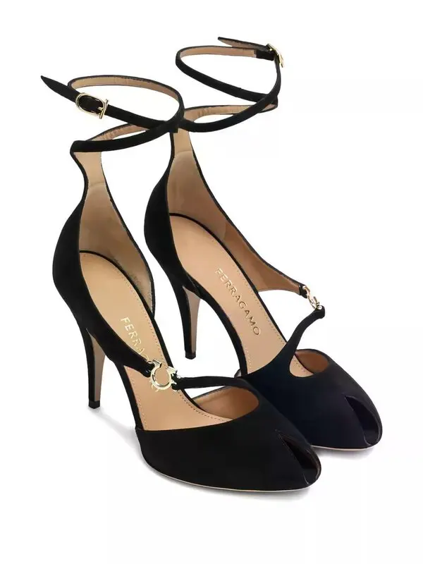 FERRAGAMO 95mm Molly Peep-toe Pumps With Ankle-wrap