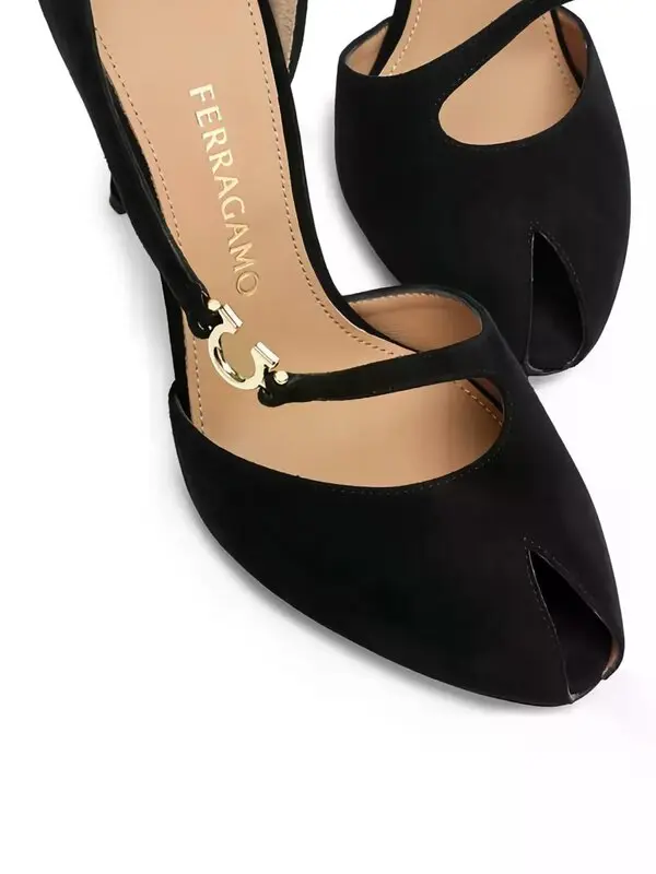 FERRAGAMO 95mm Molly Peep-toe Pumps With Ankle-wrap