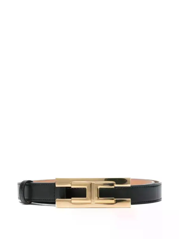 Elisabetta Franchi Leather Belt With Buckle - Black