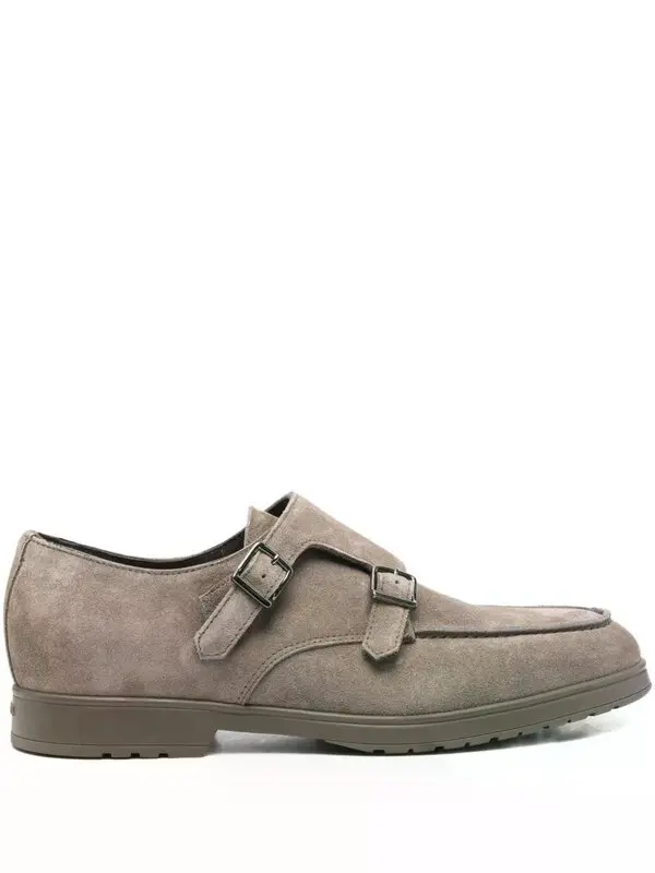 DOUCAL'S Double-buckle Suede Loafers