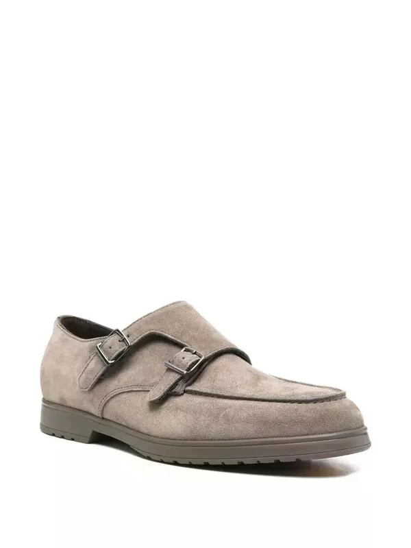 DOUCAL'S Double-buckle Suede Loafers - Grey
