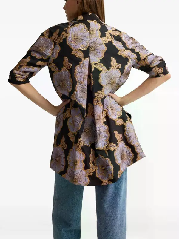 St. John Floral-jacquard Single-breasted Coat