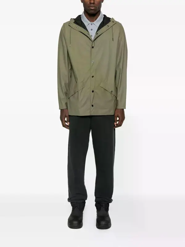 Rains Hooded Button-fastening Jacket