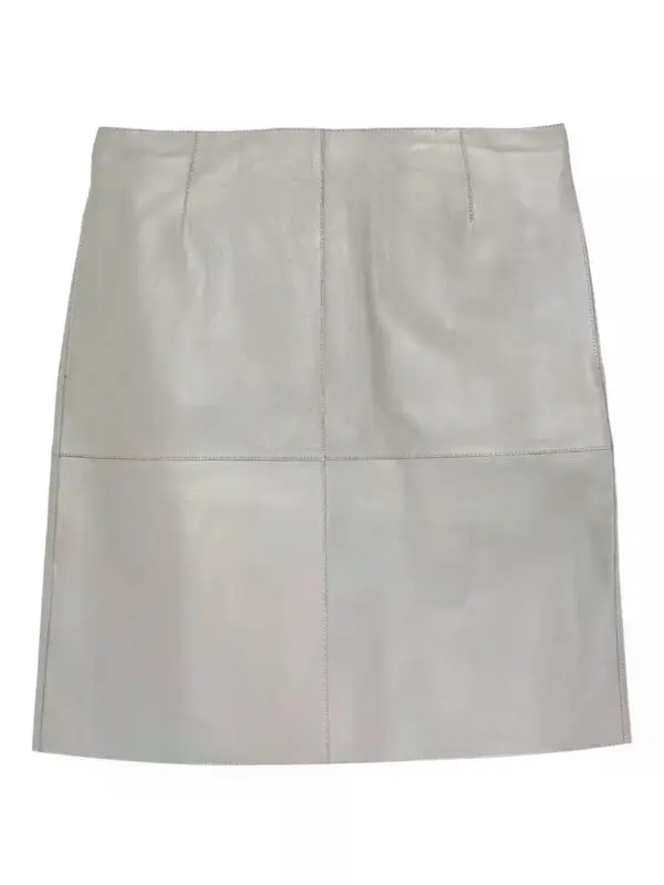 TOTEME Paneled A-line Leather Skirt - Grey