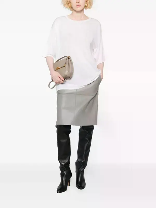 TOTEME Paneled A-line Leather Skirt - Grey