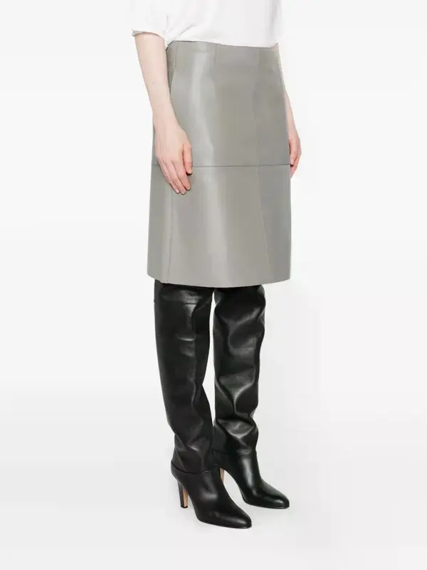 TOTEME Paneled A-line Leather Skirt - Grey
