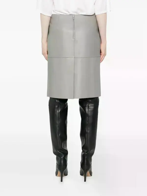 TOTEME Paneled A-line Leather Skirt - Grey