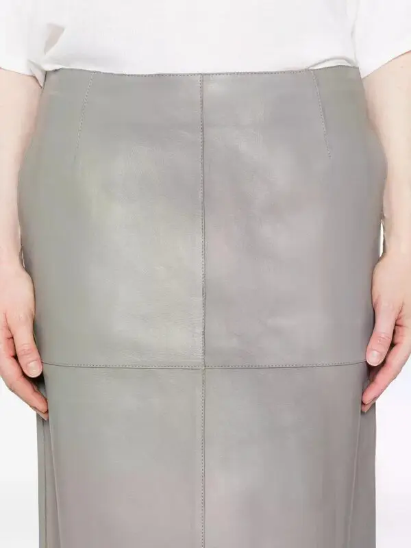 TOTEME Paneled A-line Leather Skirt - Grey