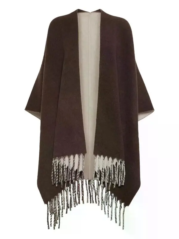 Brunello Cucinelli Fringe-detail Poncho - Brown