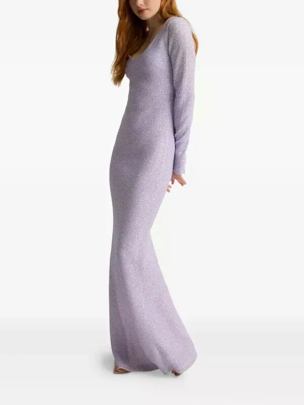 St. John Sequin Knit Maxi Dress - Purple | Editorialist