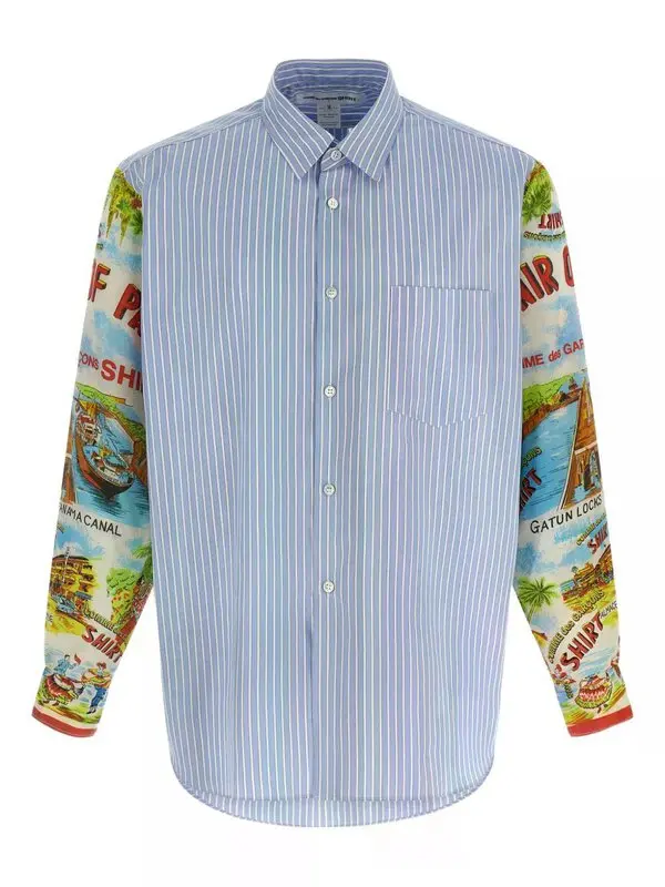 Comme Des Garçons Striped Patterned-sleeve Shirt