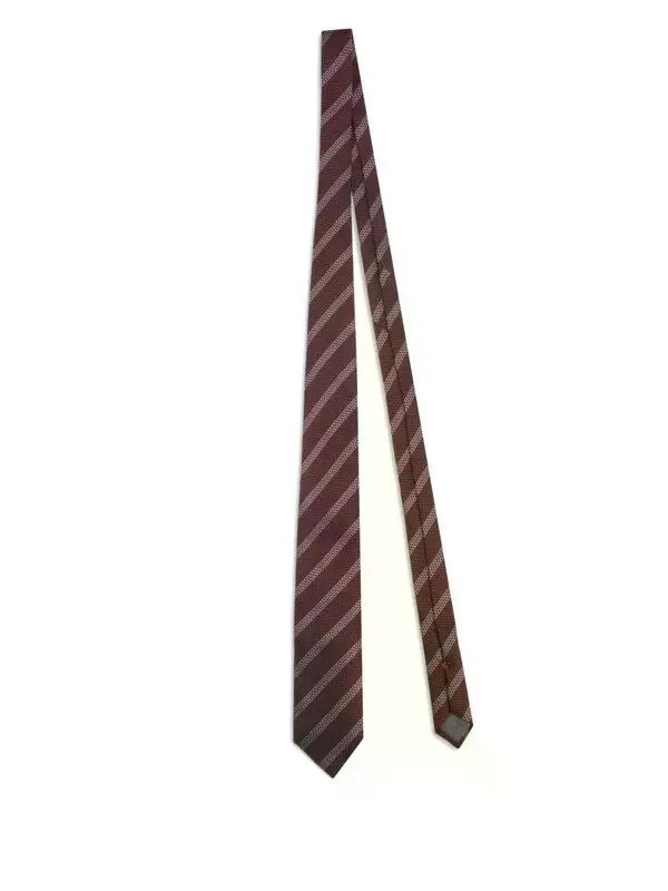 Brunello Cucinelli Striped Silk Neck Tie - Red