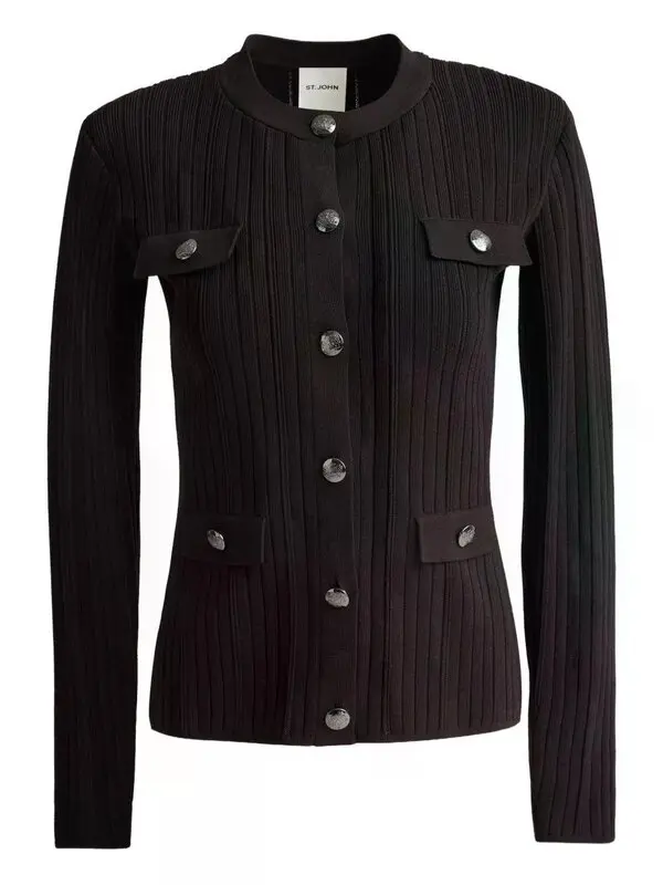 St. John Ribbed Knit Button-front Jacket