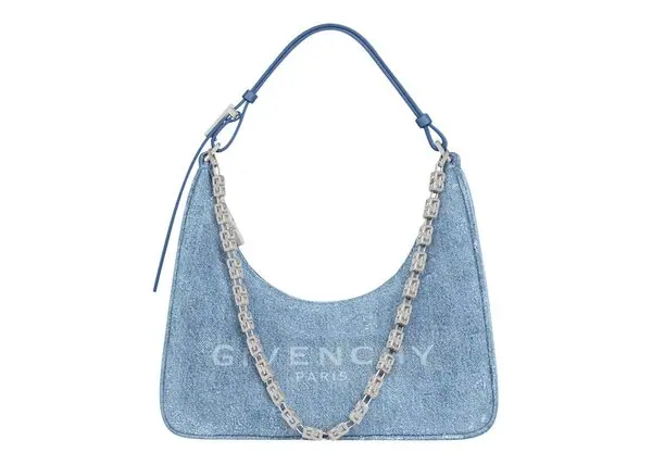 Givenchy Small Moon Cut Out Denim Shoulder Bag With Chain