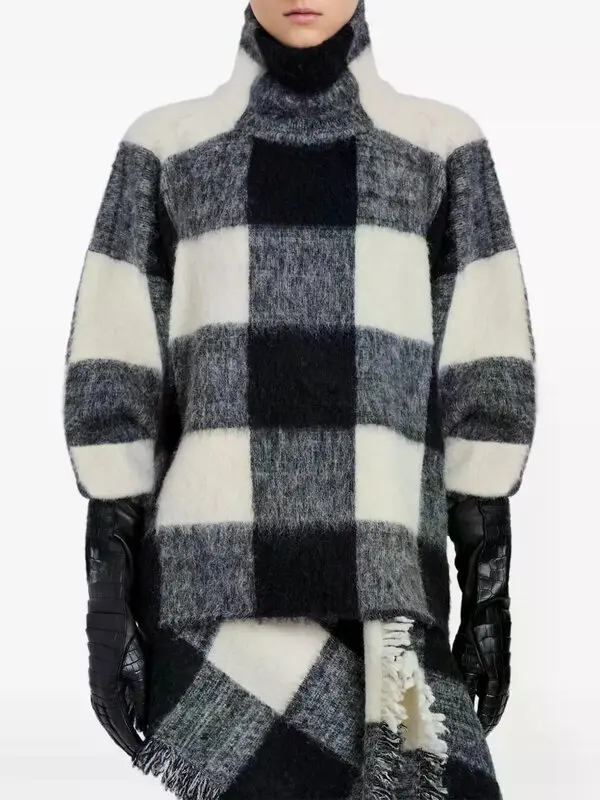 Proenza Schouler High-neck Check Wool Top