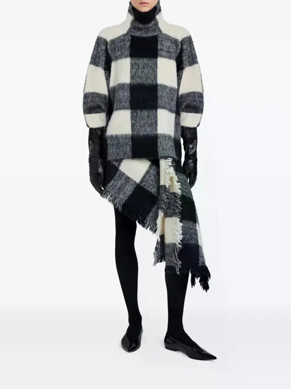 Proenza Schouler High-neck Check Wool Top
