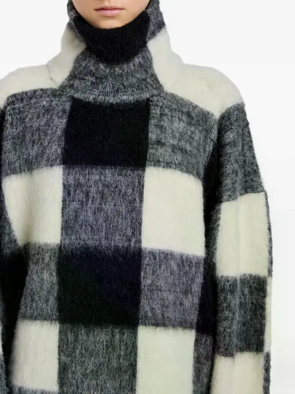 Proenza Schouler High-neck Check Wool Top
