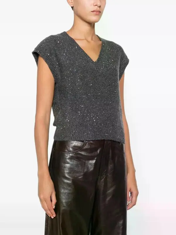 Marella Sequin-embellished Knitted Top - Grey