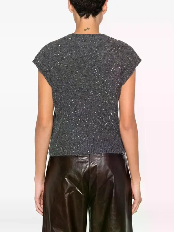 Marella Sequin-embellished Knitted Top - Grey