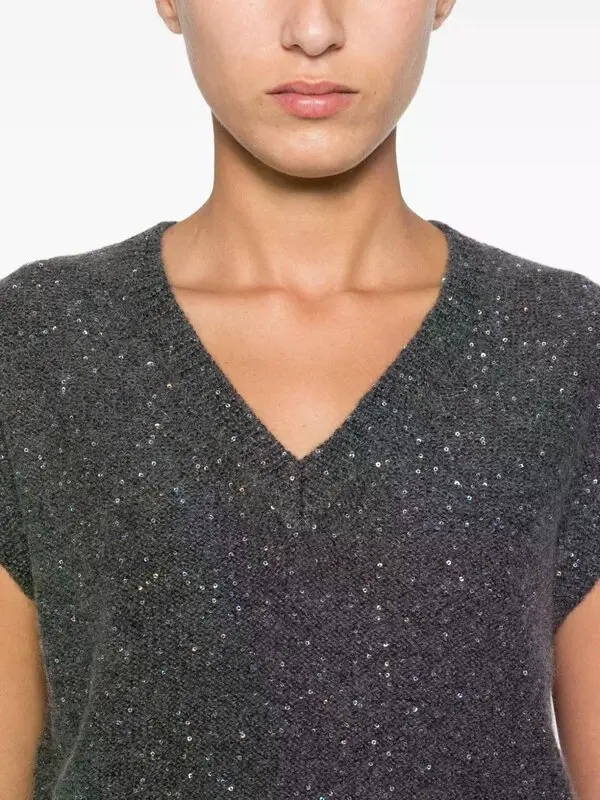 Marella Sequin-embellished Knitted Top - Grey